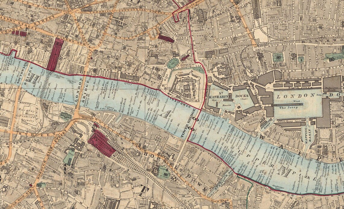 Old Map of City of London, 1891 - London Bridge, St Pauls, Liverpool St ...