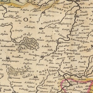 Old Map of Duchy of Poitou, France by Visscher, 1690: Nantes, Angers ...