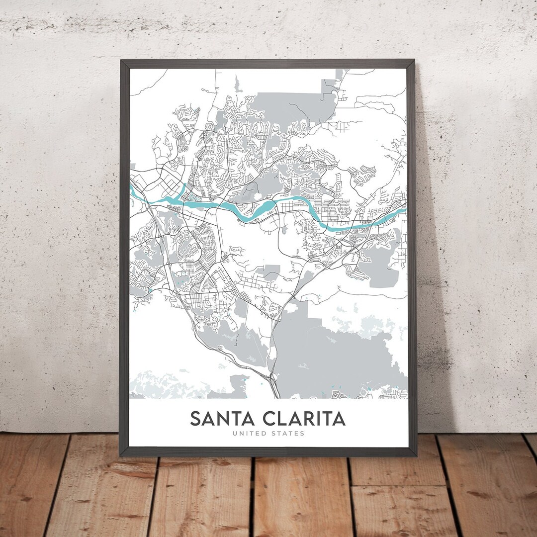 Modern City Map of Santa Clarita, CA: Canyon Country, Magic Mountain ...