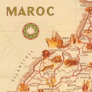 Old Map of Morocco by Theophile-jean Delaye in 1950 - Casablanca, Rabat ...