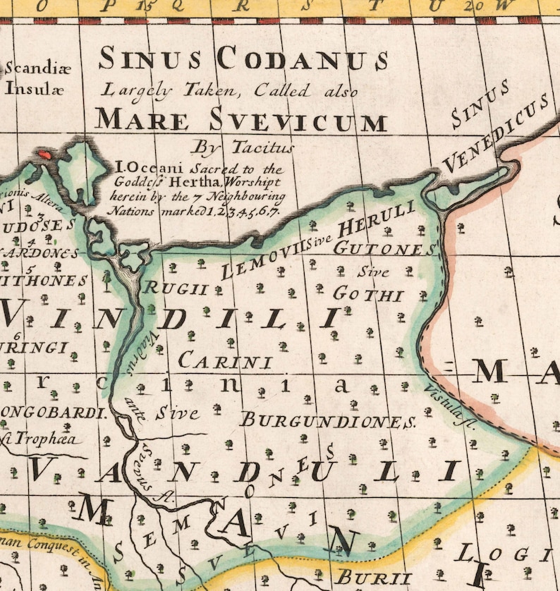 Old Map of Ancient Germany, Germania, 1712 - Germanic Tribes, Noricum ...