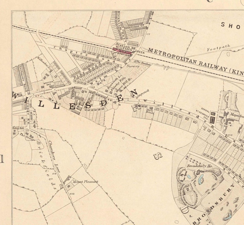 Old Map of West London, 1862 - St Johns Wood, Kilburn, Kensal Green ...
