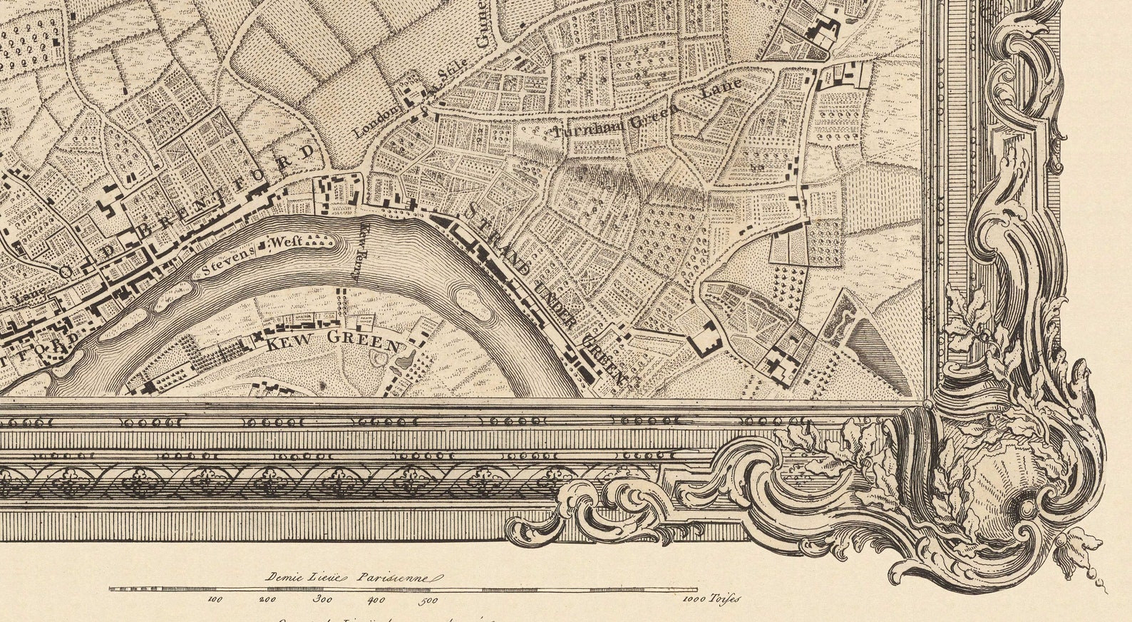 Old Map of West London in 1746 by John Rocque - Brentford, Ealing ...