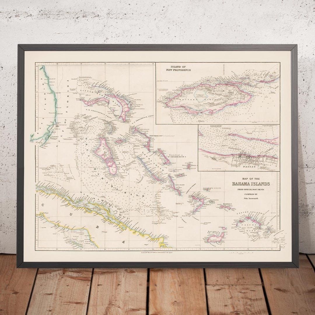 Old Map of the Bahamas by Arrowsmith, 1858: Nassau, New Providence ...