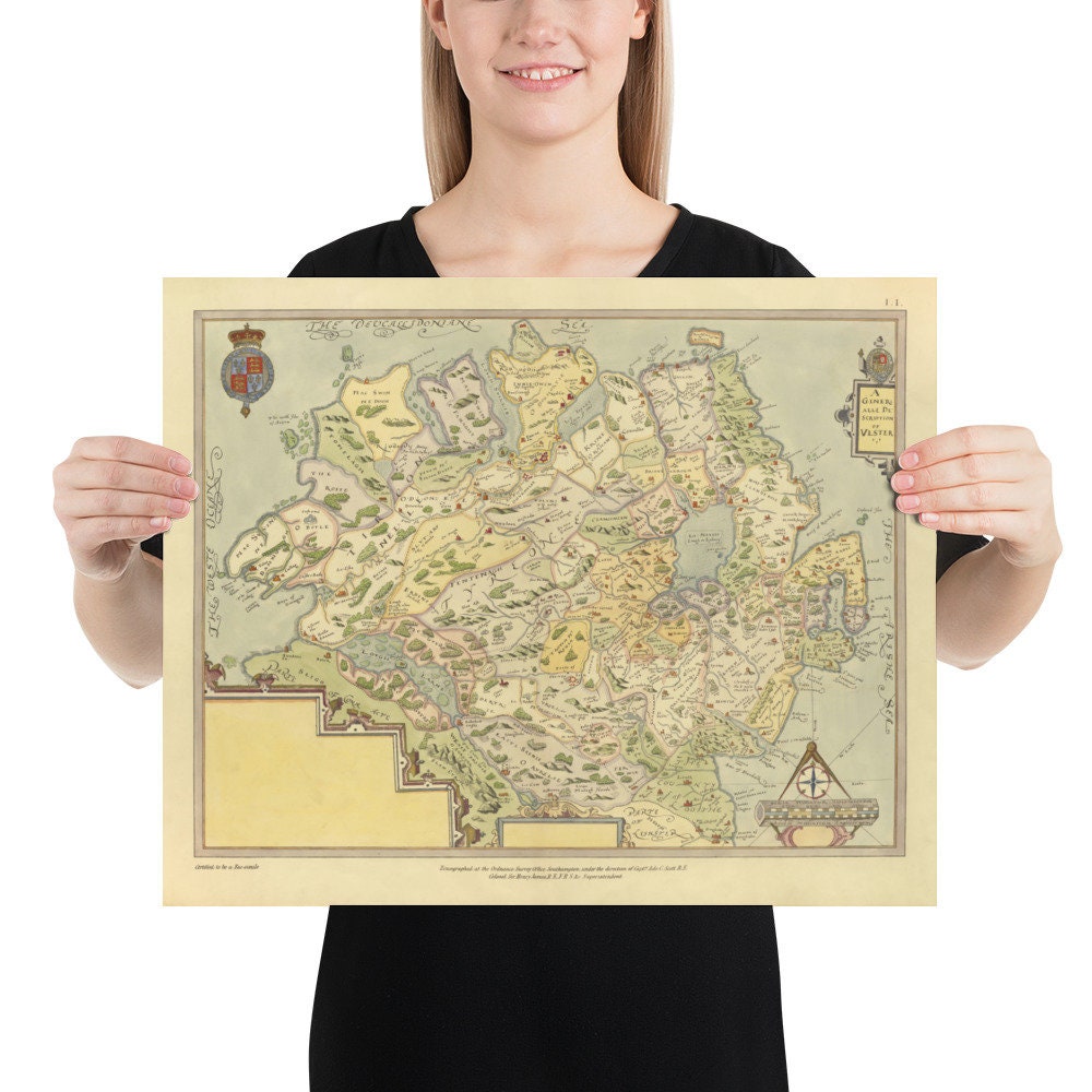 Old Map of Ulster, Northern Ireland, 1609 - Richard Bartlett, Derry ...