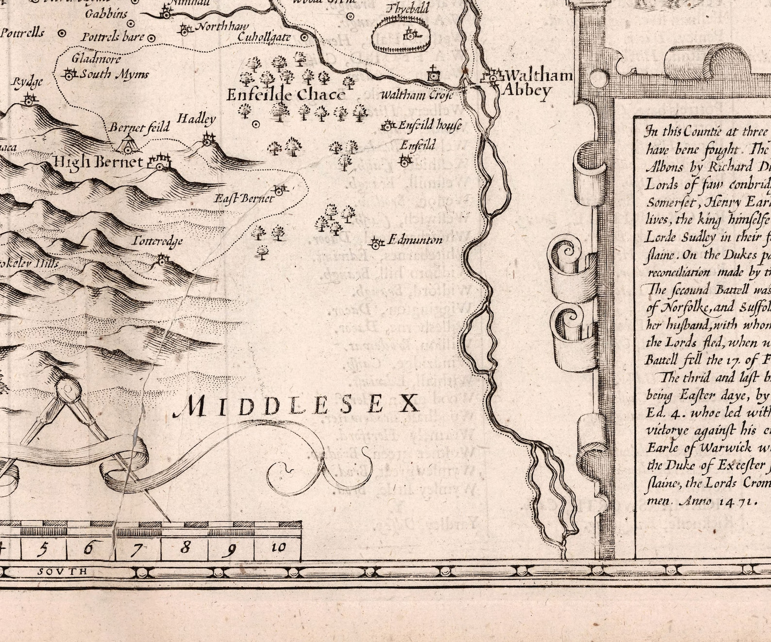 Old Map of Hertfordshire, 1611, John Speed - Stevenage, St Albans ...