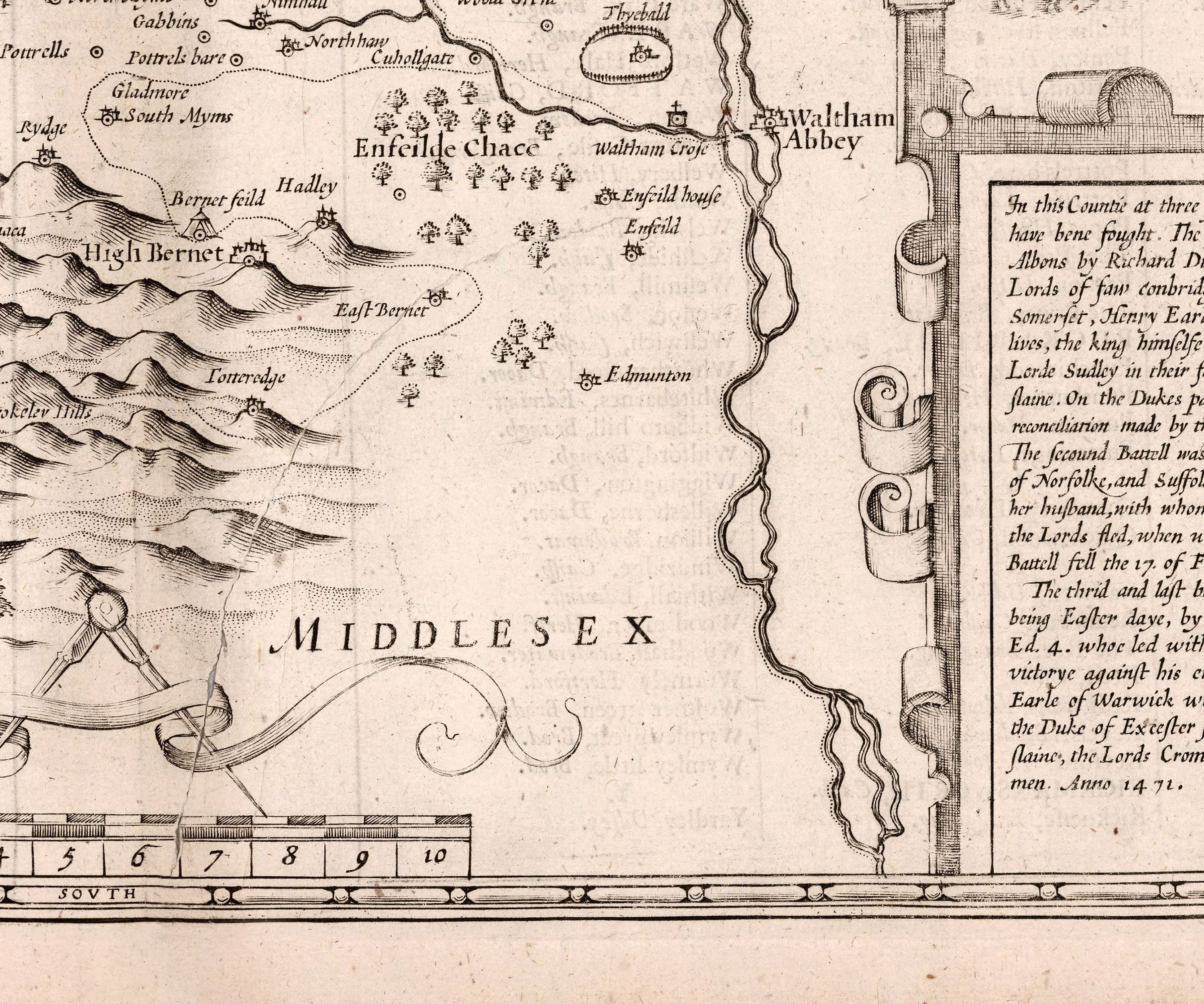 Old Map of Hertfordshire, 1611, John Speed - Stevenage, St Albans ...
