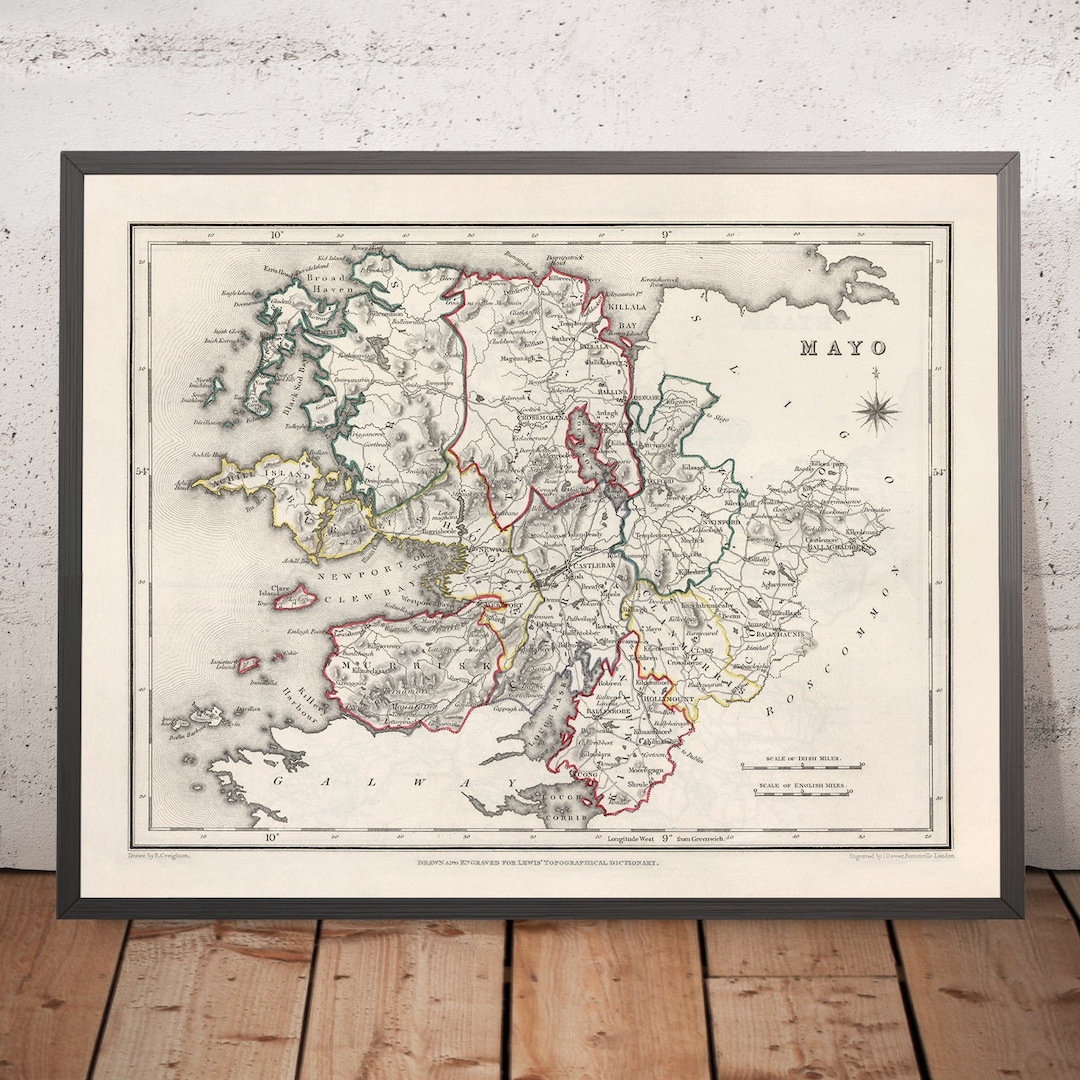 Old Map of County Mayo by Samuel Lewis, 1844: Westport, Ballina ...