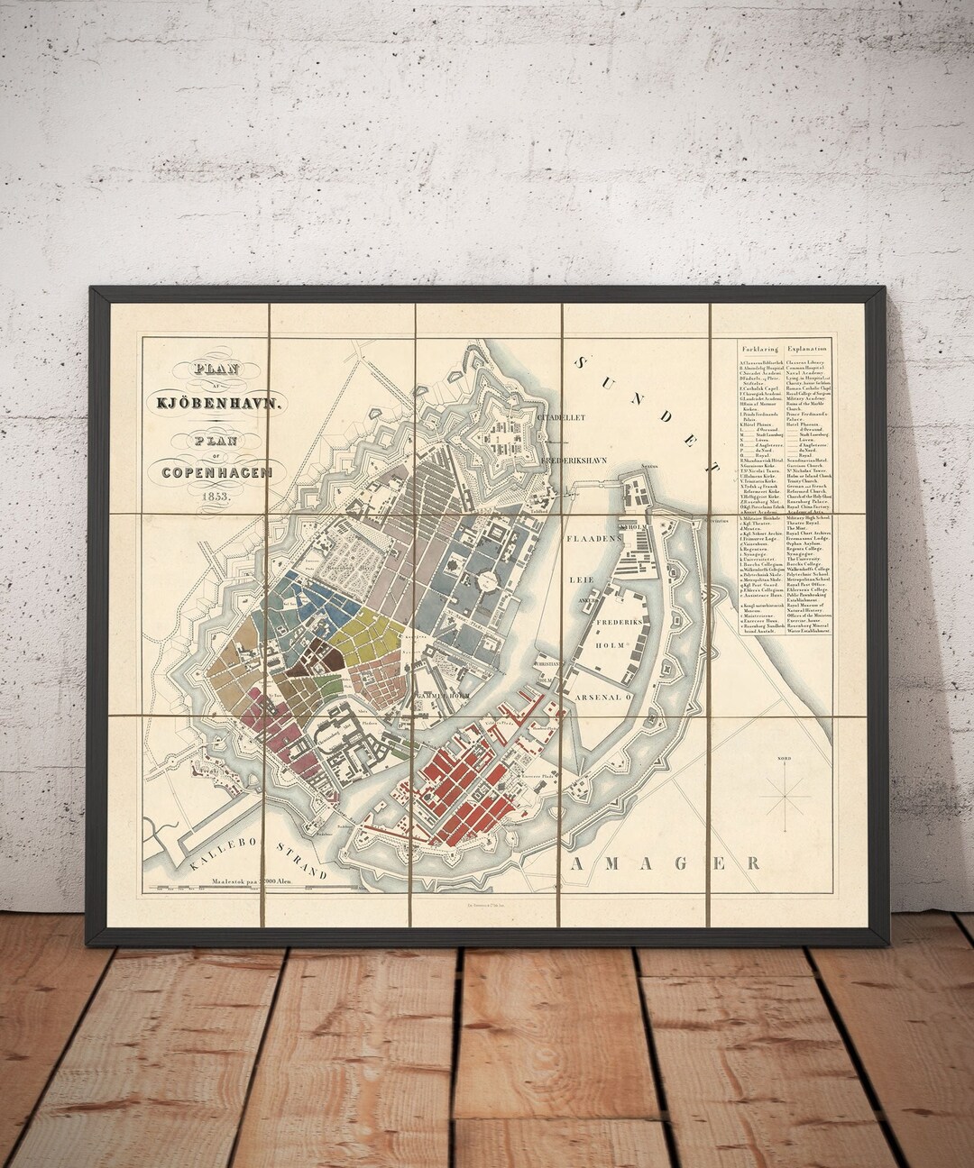 Old Street Map of Copenhagen in 1853 by Millard Fillmore - Borsen ...