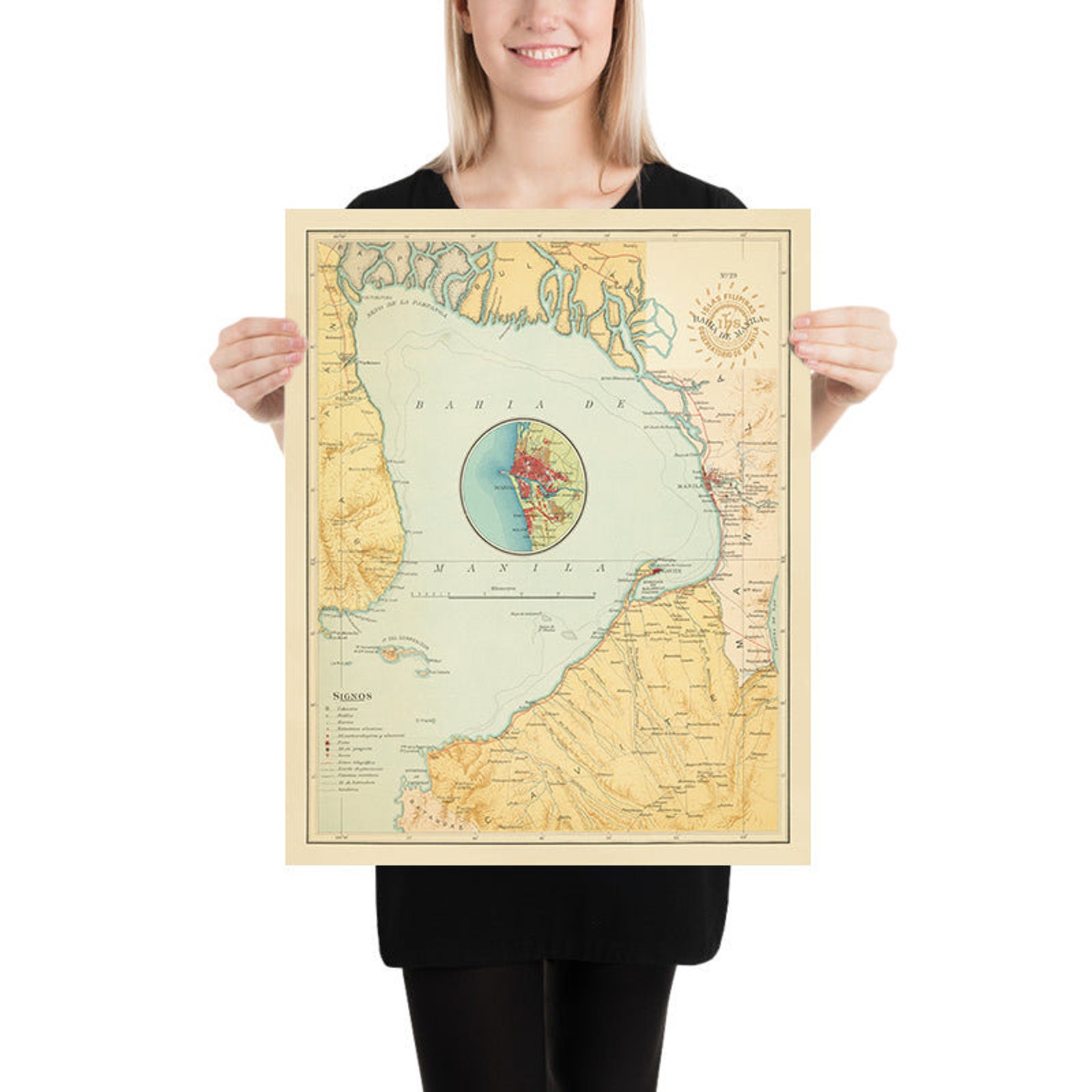 Old Map of Bay of Manila by Hoen & Co, 1899: Cavite, Corregidor, Manila ...