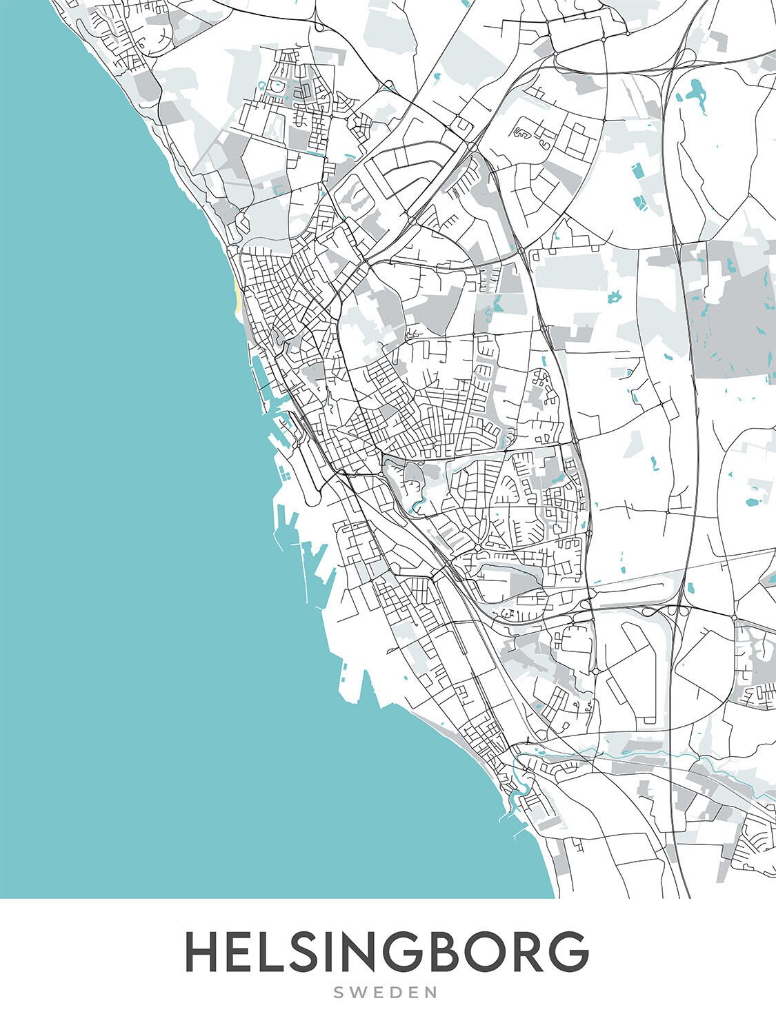 Modern City Map of Helsingborg, Sweden: Centrum, Ramlösa, Helsingborg ...