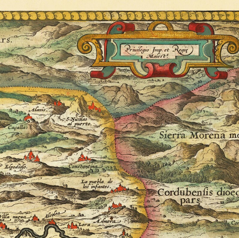 Old Map of Andalusia Seville Spain by Ortelius in 1573 | Etsy
