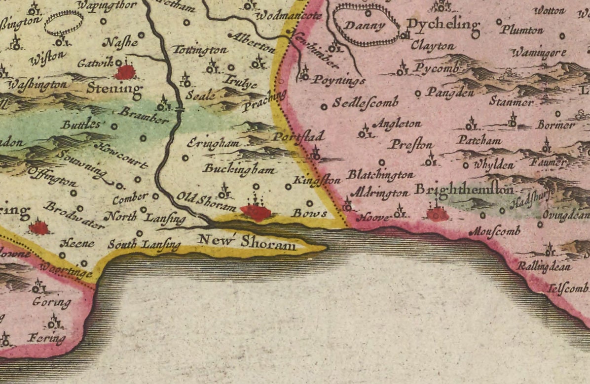 Old Map of Sussex in 1665 by Blaeu East West Mid - Etsy