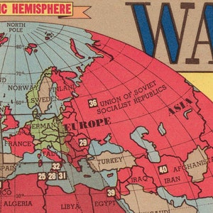 Old World War 2 Map, 1945 - "3 Years of War" by Edwin Sundberg - Allies ...