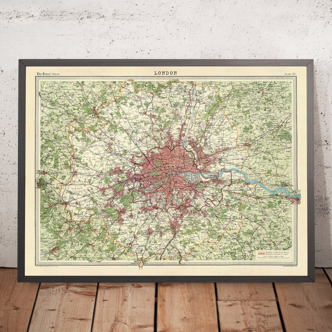 Old Map of Greater London, 1922: Thames, Small Scale, Suburbs - Etsy UK