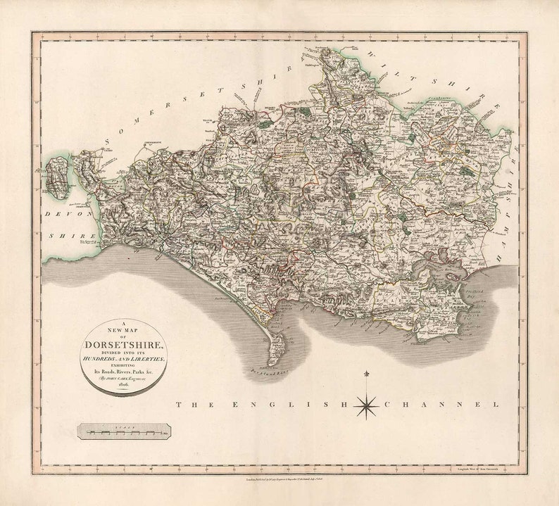 Old Map of Dorset in 1806 by John Cary - Dorchester, Poole, Weymouth ...