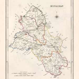Old Map of County Monaghan by Samuel Lewis, 1844: Castleblayney, Clones ...