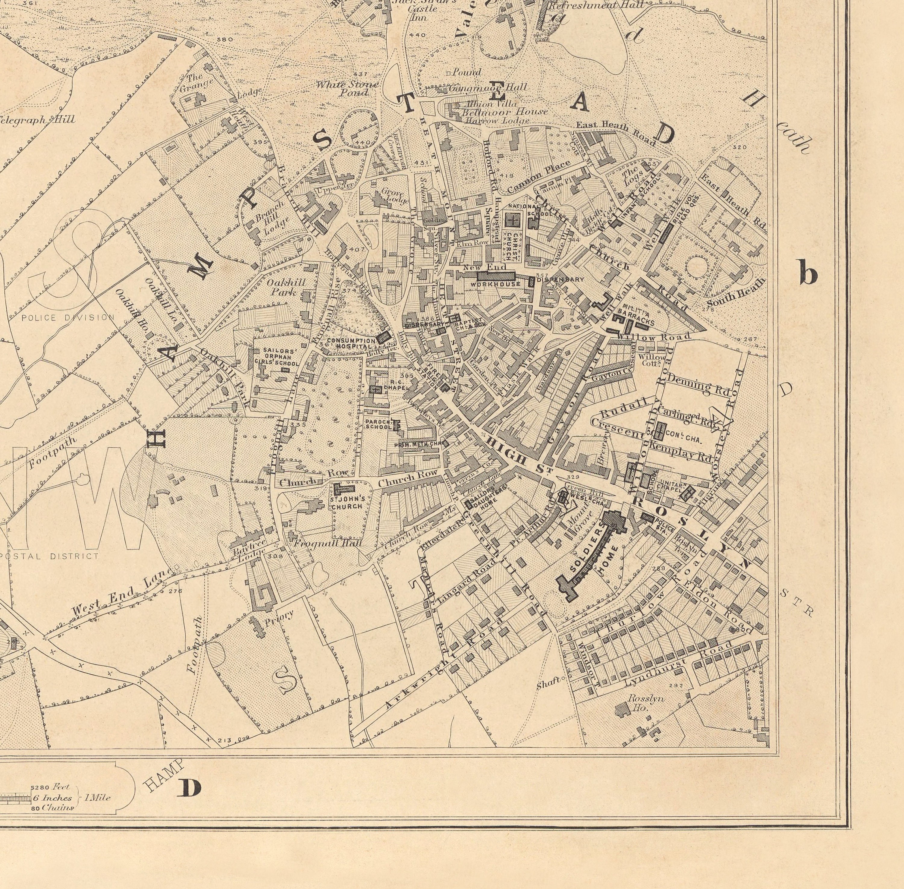 Old Map of North London 1862, Stanford - Hampstead, Cricklewood ...