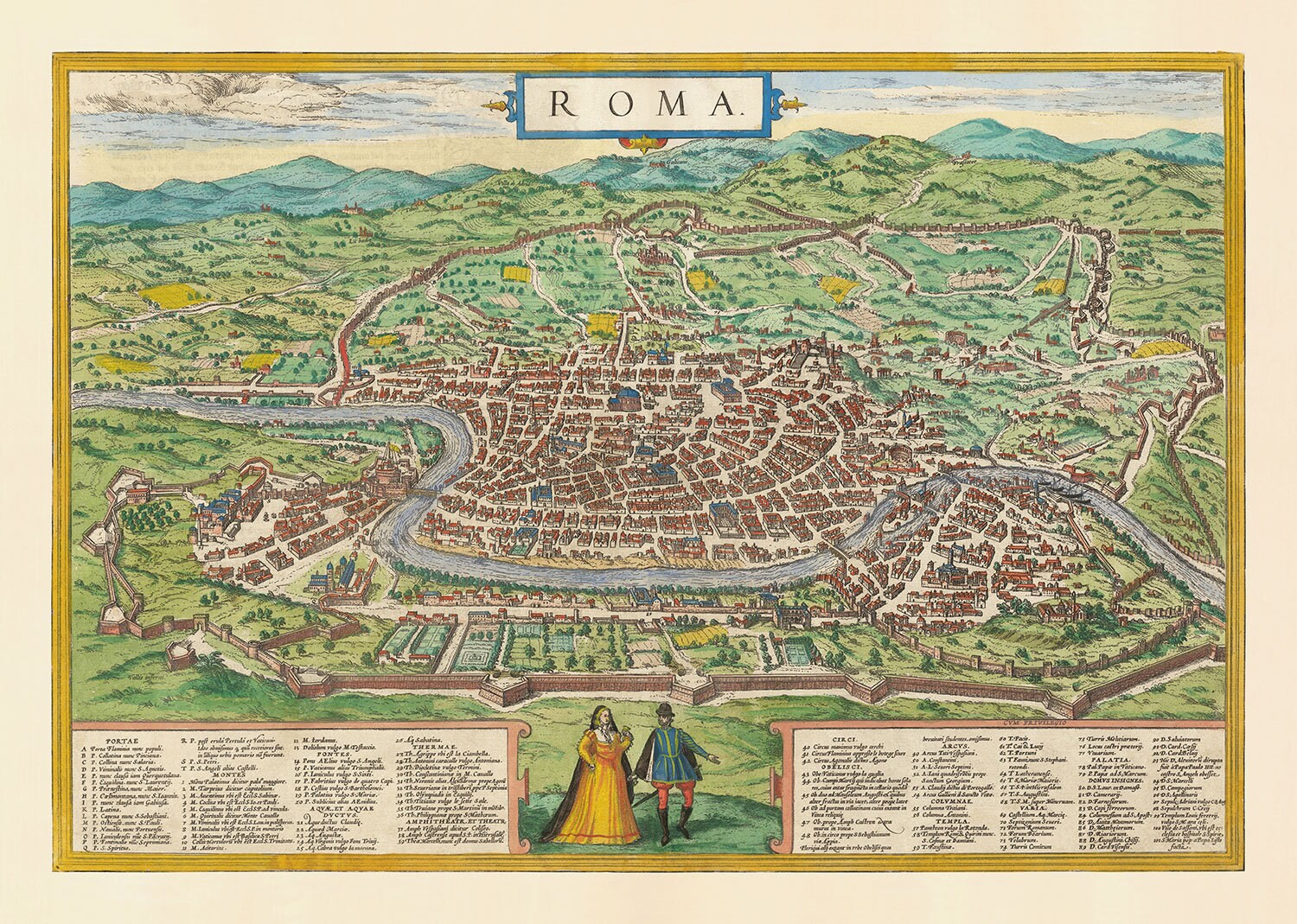 Old Map of Rome, 1572 by Braun - Vatican City, Papal Palace, Forum ...