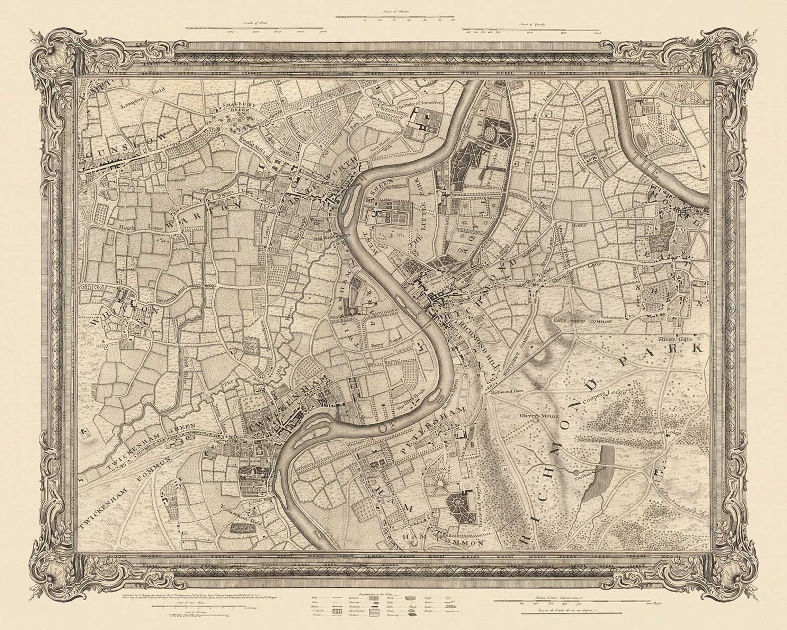 Old Map of South West London in 1746 by John Rocque - Twickenham ...