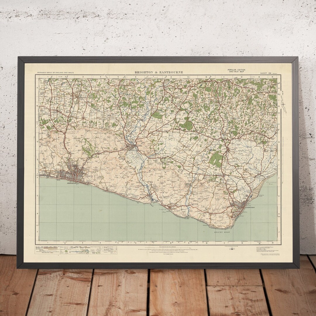 Old Ordnance Survey Map, Sheet 134 - Brighton & Eastbourne, 1925: Lewes ...