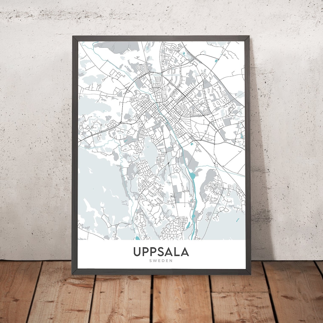 Modern City Map of Uppsala, Sweden: Castle, Cathedral, University ...