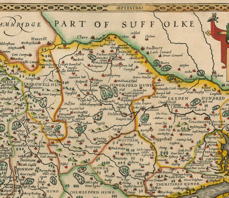 Old Map Of Essex In 1611 By John Speed Southend Colchester Etsy