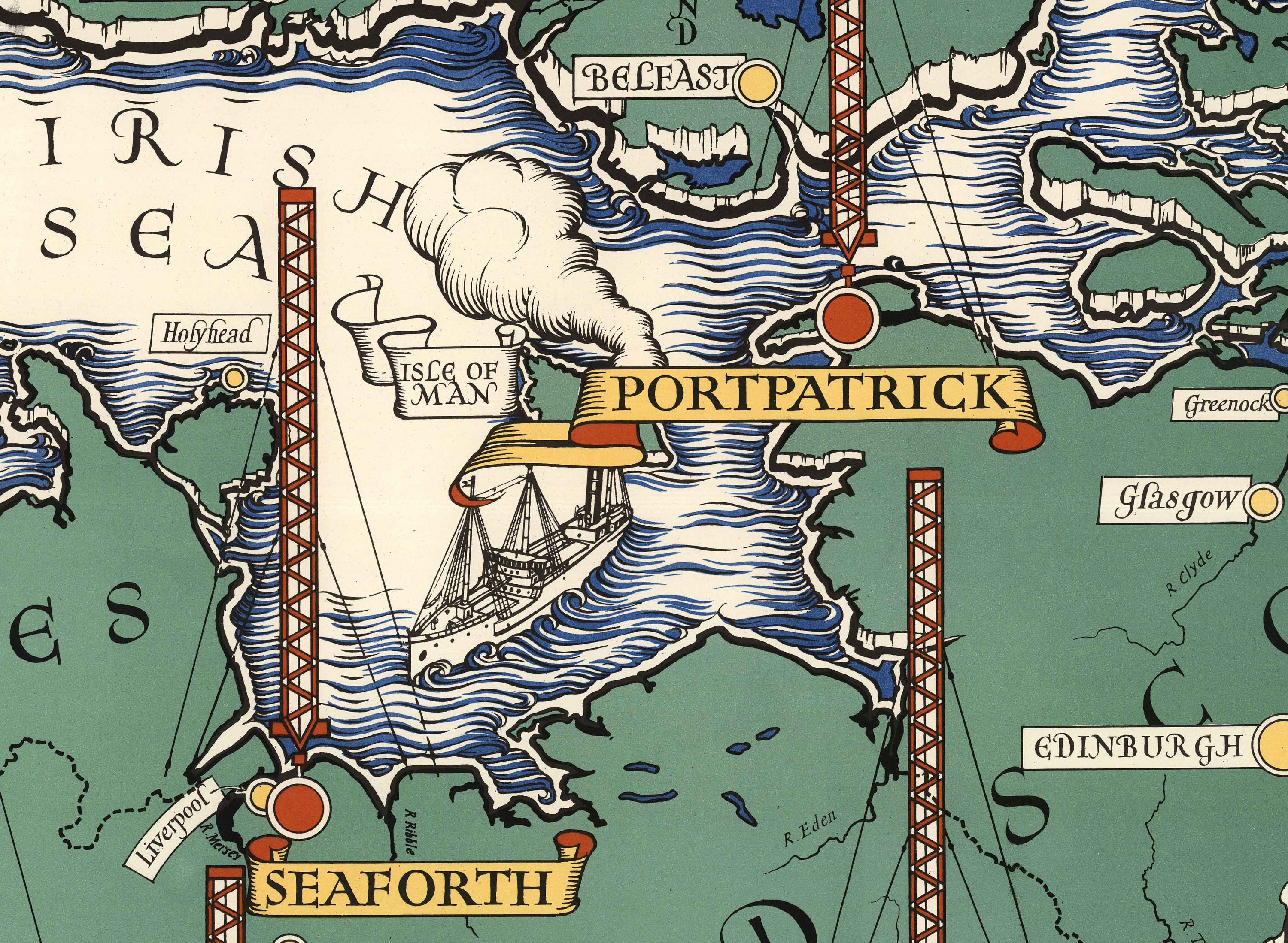 Old Pictorial Map of Post Office Wireless Stations by Max - Etsy