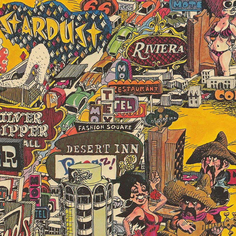 Old Pictorial Map of Las Vegas by Hinton, 1970: the Strip, Caesars ...