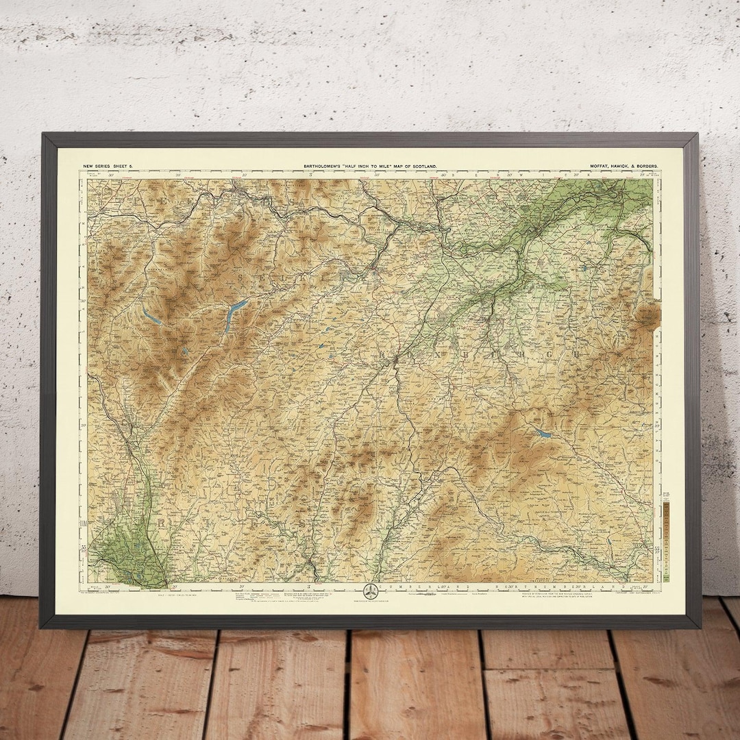Old OS Map of Dumfriesshire & Roxburghshire by Bartholomew, 1901 ...