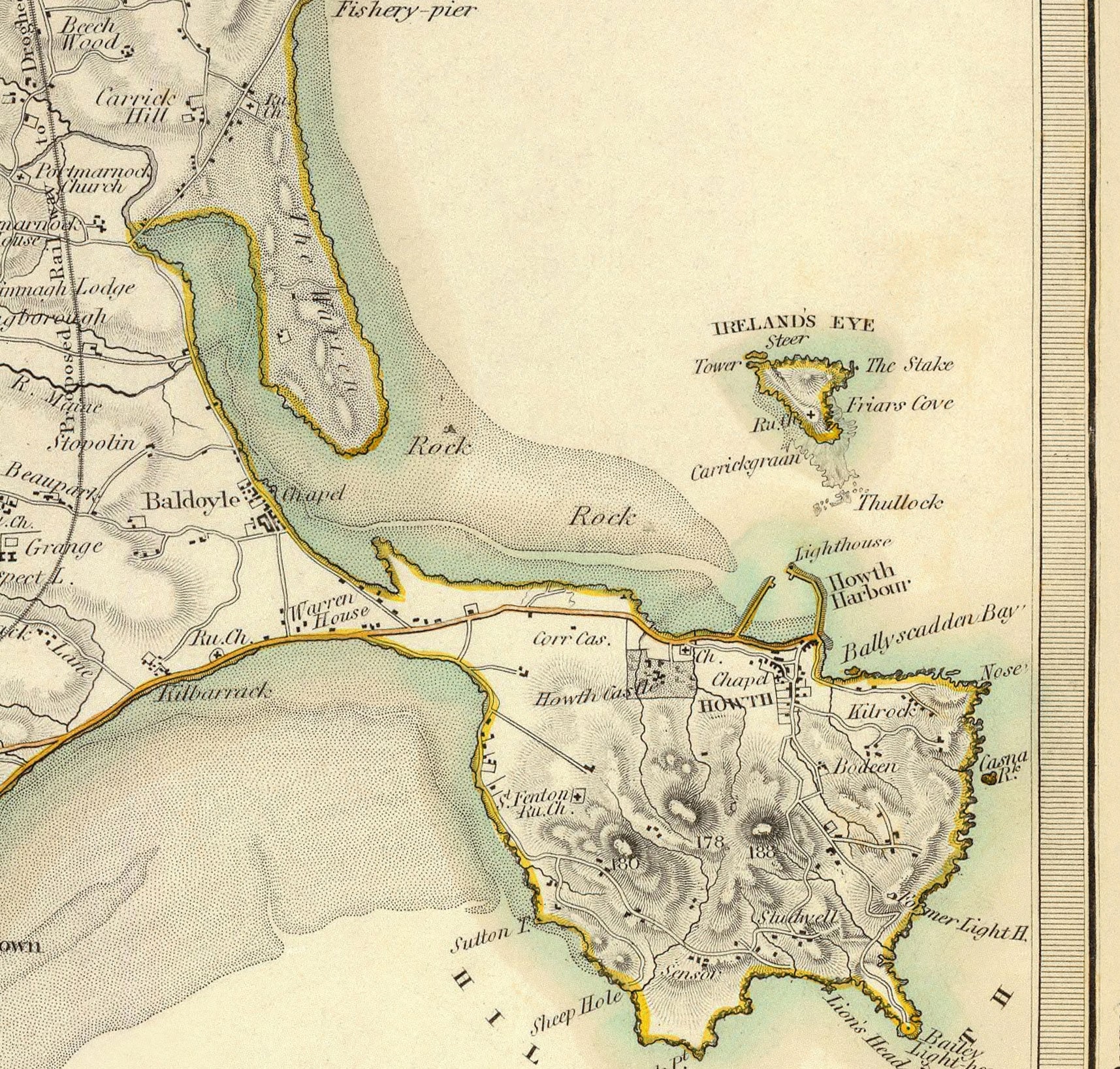 Old Map of Dublin and Suburbs, Ireland, 1837 by SDUK - Leinster, Dublin ...