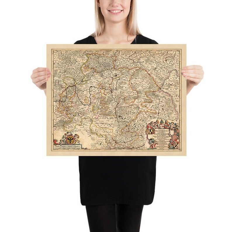 Old Map of Franconian Circle by Nicolaes Visscher II, 1690: Nuremberg ...