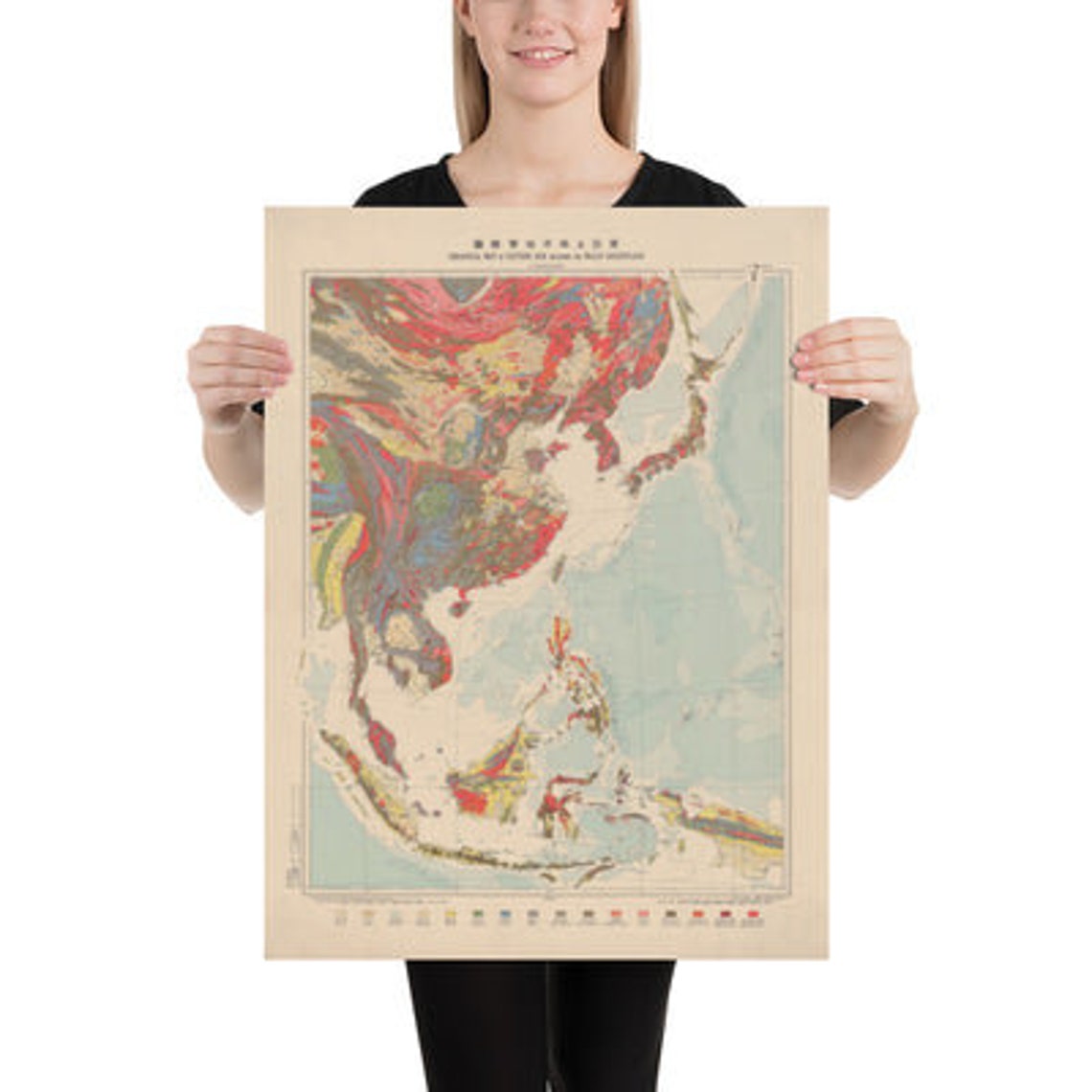 Old Geological Map of Eastern Asia and Malay Archipelago in - Etsy UK