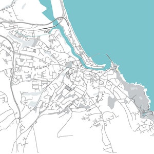 Modern Town Map of Wicklow, Ireland: Wicklow Mountains, Glendalough ...
