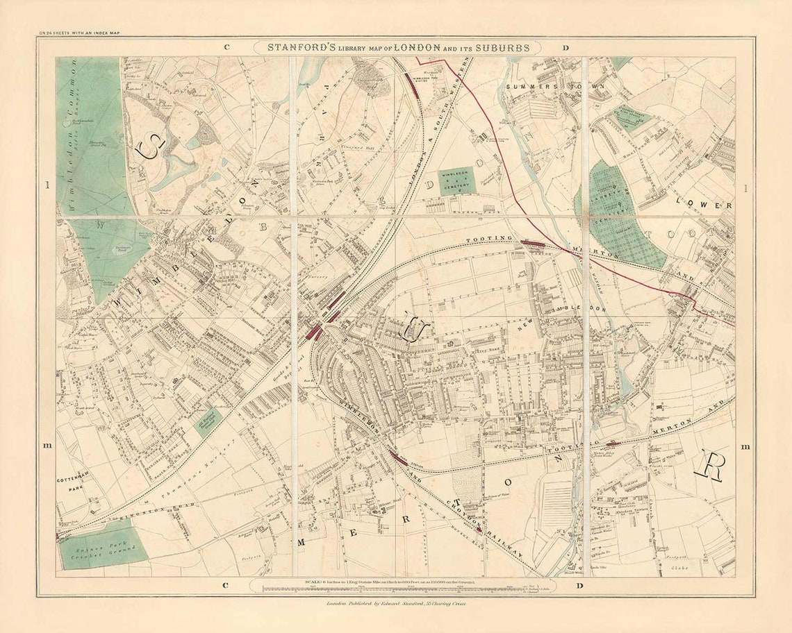 Old Map of South West London 1891 Wimbledon Merton - Etsy UK