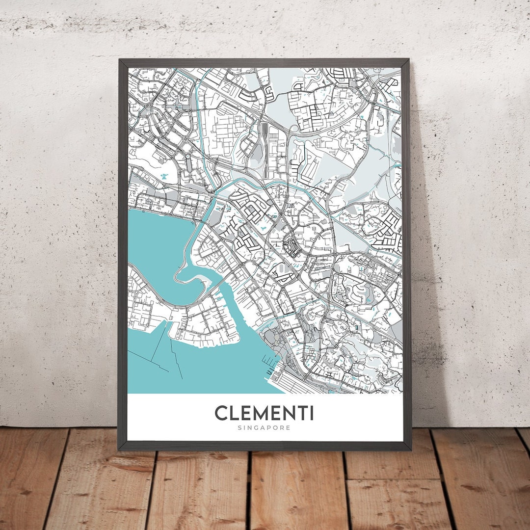 Modern City Map of Clementi, Singapore: MRT, NUS, West Coast Park ...