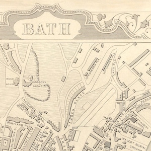 Old Map of Bath by John Rapkin, 1851 - Circus, Royal Crescent, Abbey ...