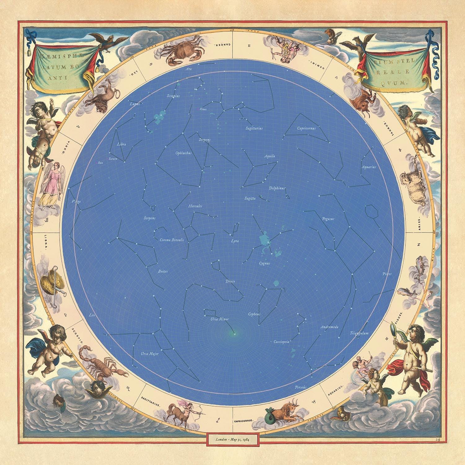 Personalised Old Star Map: Custom Celestial Chart for Specific Date ...