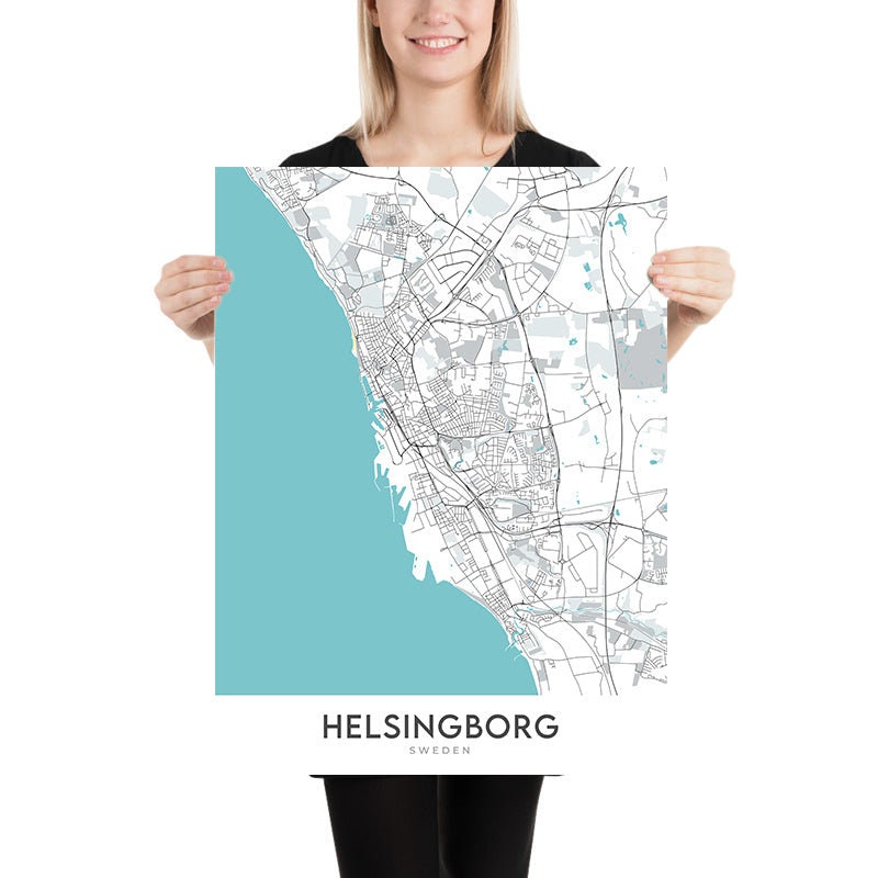 Modern City Map of Helsingborg, Sweden: Centrum, Ramlösa, Helsingborg ...