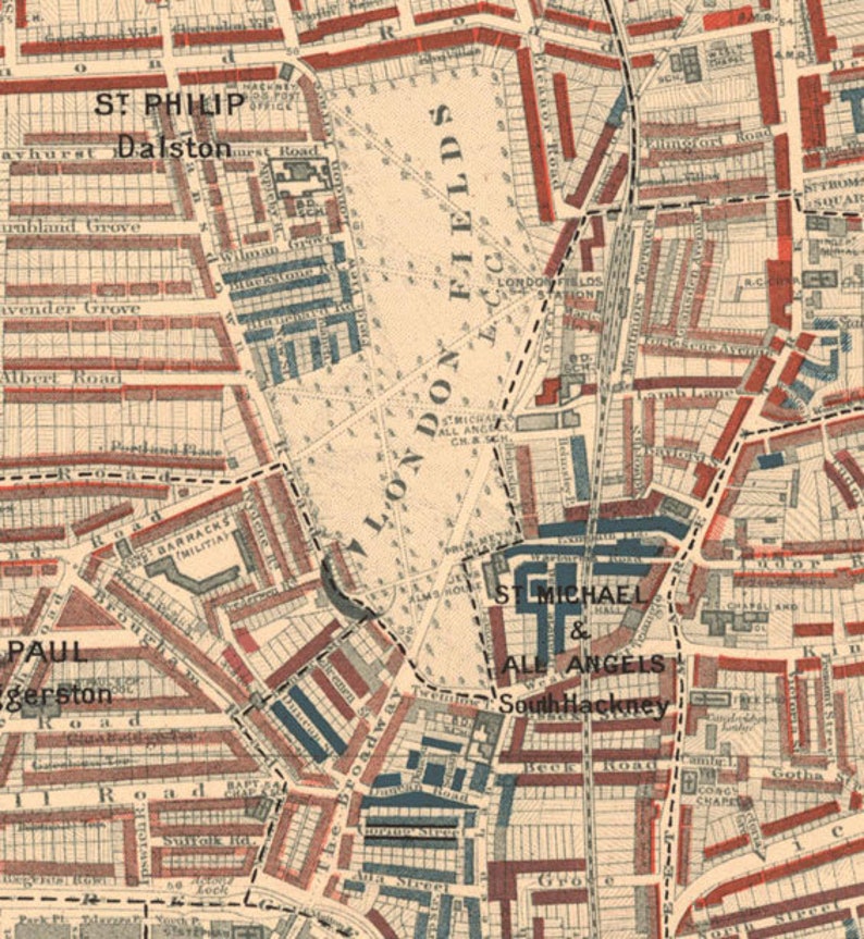 Old Map of London Poverty 1898, North Eastern by Booth - Hackney ...