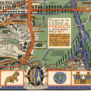 Old Map of Mexico City in 1932 by Emily Edwards - Tacubaya, Roma ...