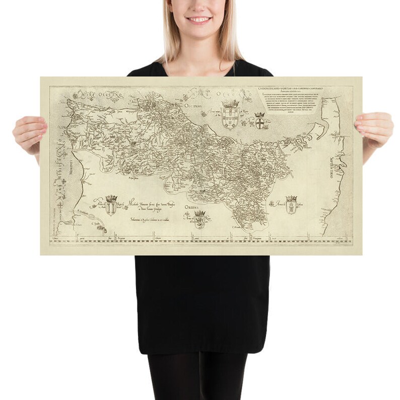 Rare Ancient Map of Portugal by Seco, 1562: Lisbon, Porto, Coimbra ...