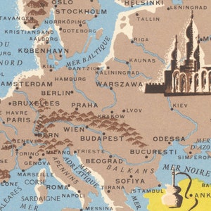 Old French World Map, 1956 - Carte Du Monde Atlas by Blondel La Rougery ...