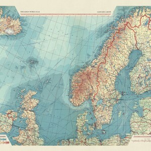 Old Map of Northern Europe, 1967: Scandinavia, British Isles, Iceland ...