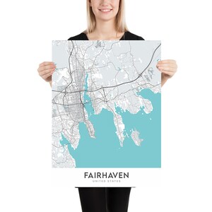 Modern City Map of Fairhaven, MA: Fort Phoenix, Town Hall, Millicent ...