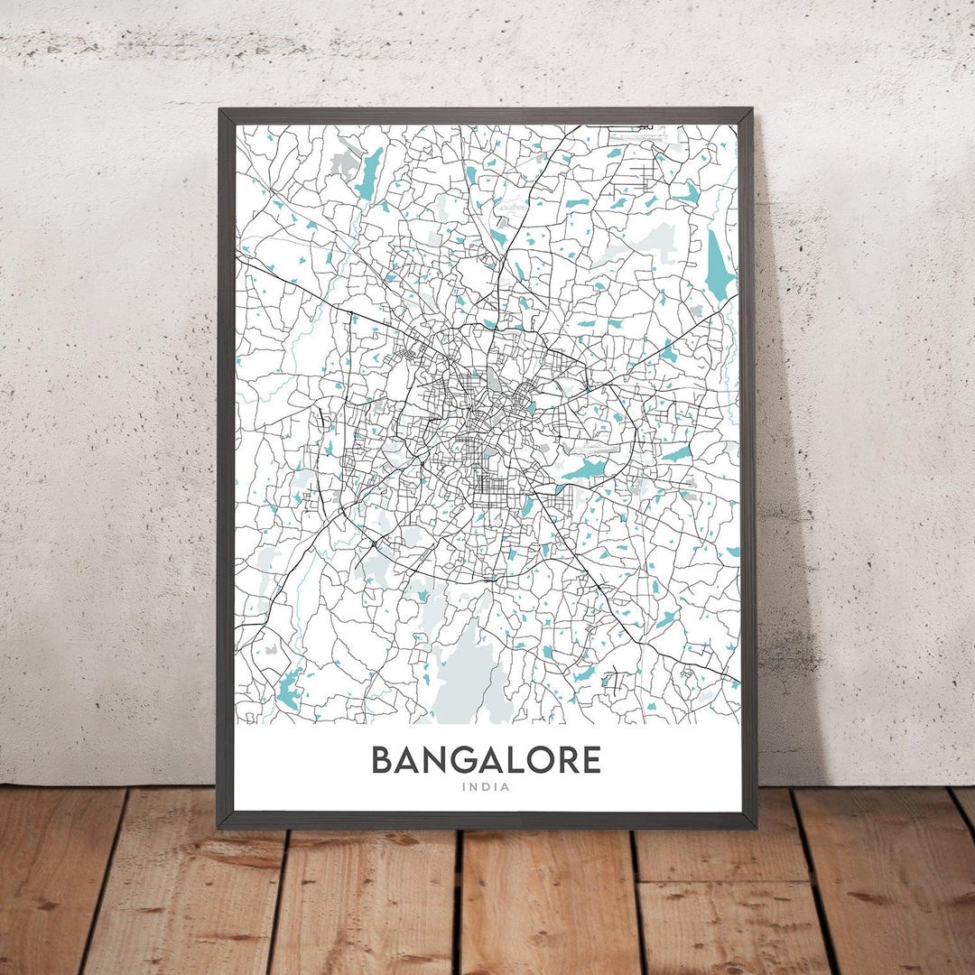 Modern City Map of Bangalore: Bangalaru, M.G. Road, Lalbagh, Cubbon ...
