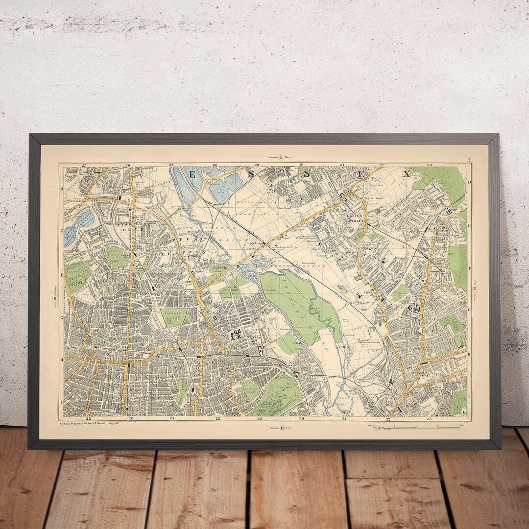 Old Map of East-central London, 1900: Clapton, Hackney Downs, Lea ...