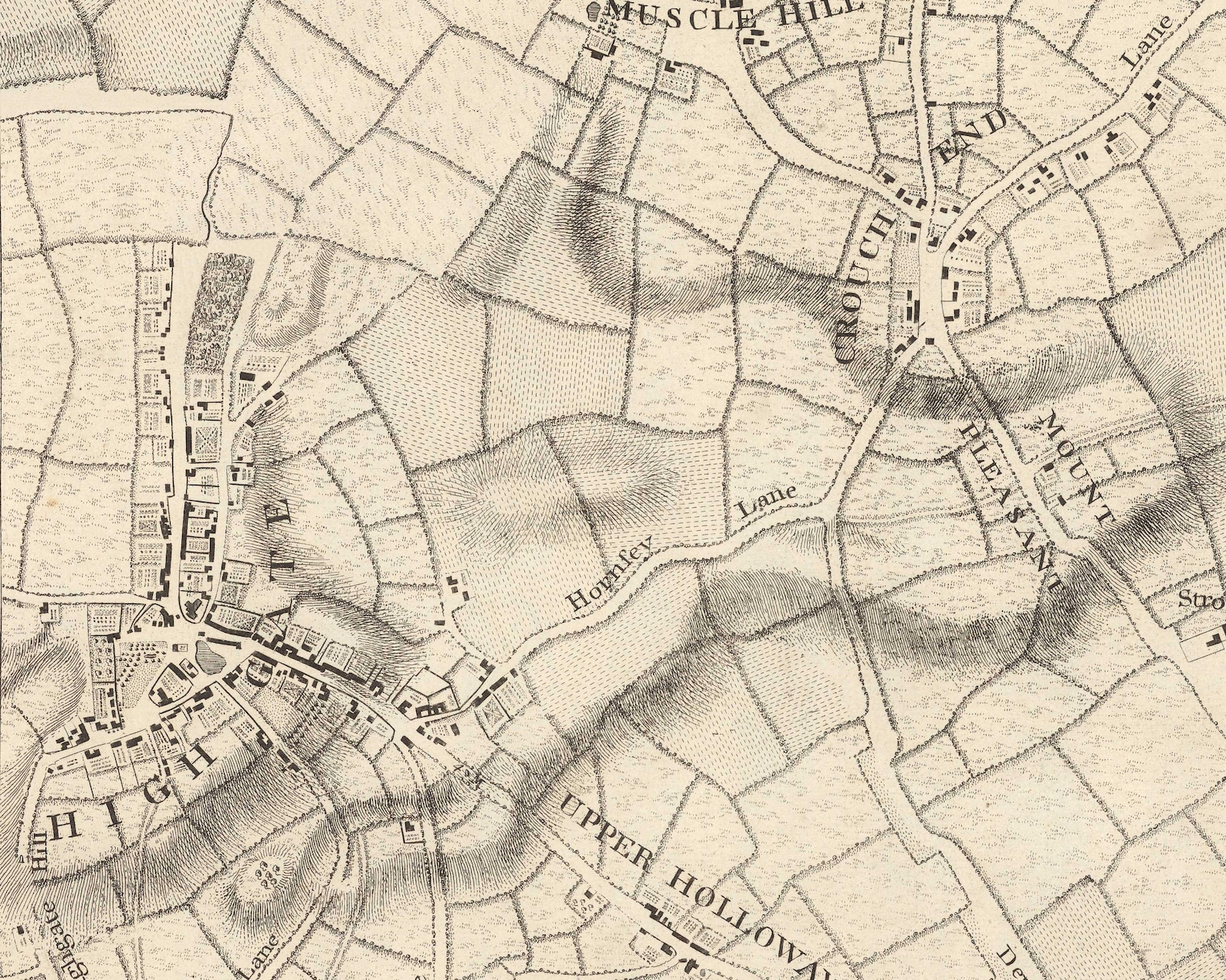 Old Map of North London in 1746 by John Rocque - Highgate, Clapton ...