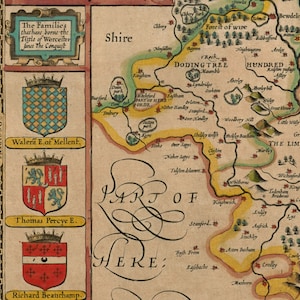 Old Map of Worcestershire in 1611 by John Speed - Worcester, Bromsgrove ...