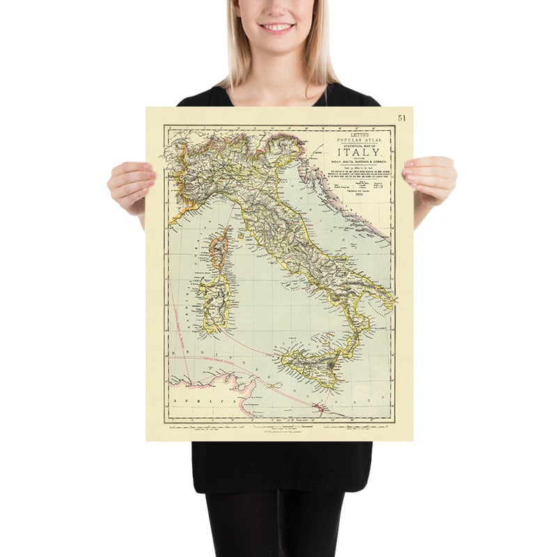 Old Wine Map of Italy, 1883: Red & White Viticulture, Rome, Naples ...